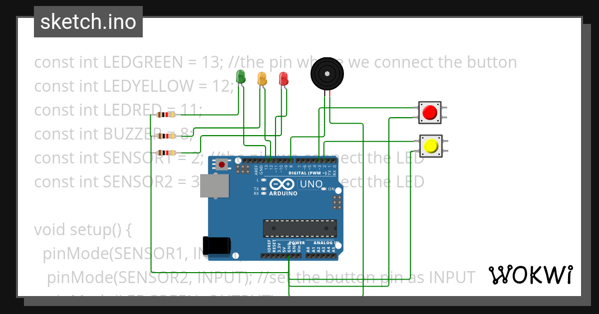 BUZZER AND LEDS - Wokwi ESP32, STM32, Arduino Simulator