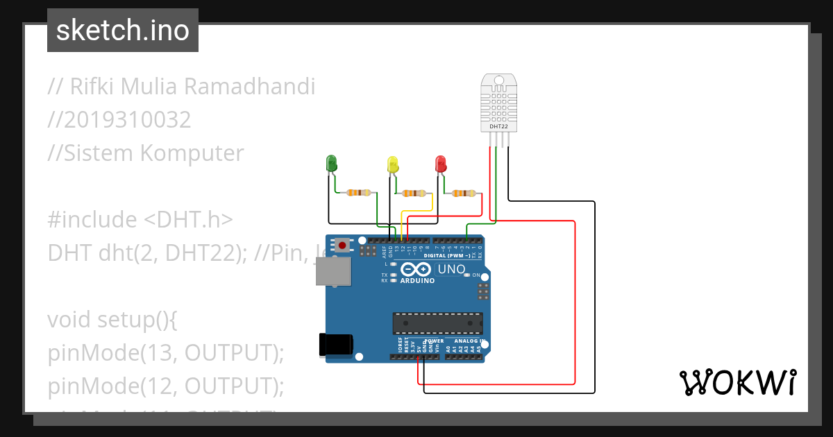 Rifki Mulia Ramadhandi (2019310032) KUIS 2 Sistem Embedded - Wokwi ESP32, STM32, Arduino Simulator