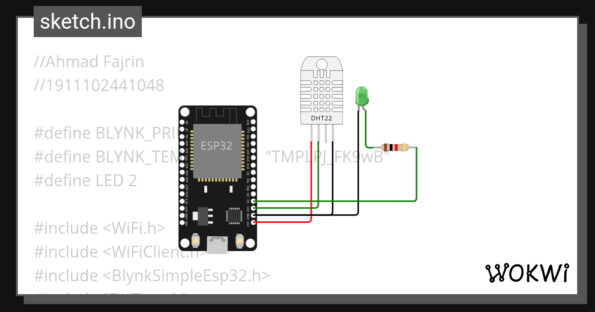 Suhu Dan Kelembapan Blynk Wokwi Esp32 Stm32 Arduino Simulator 5691