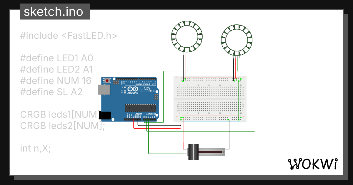 2个灯带和滑动开关的数量叠加，成功 Wokwi Esp32 Stm32 Arduino Simulator 9588