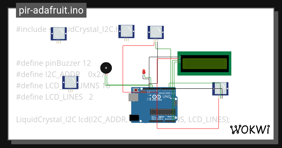 pir-adafruit.ino - Wokwi ESP32, STM32, Arduino Simulator