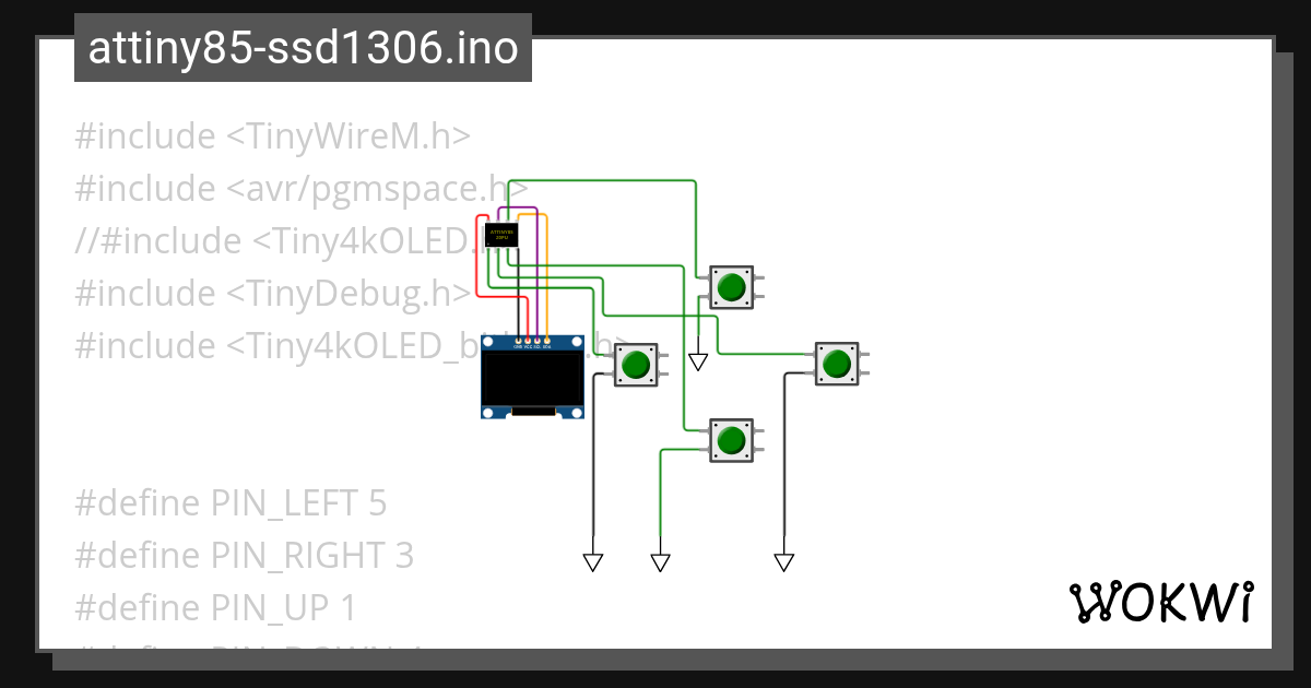 ATtiny85 OLED - Wokwi ESP32, STM32, Arduino Simulator