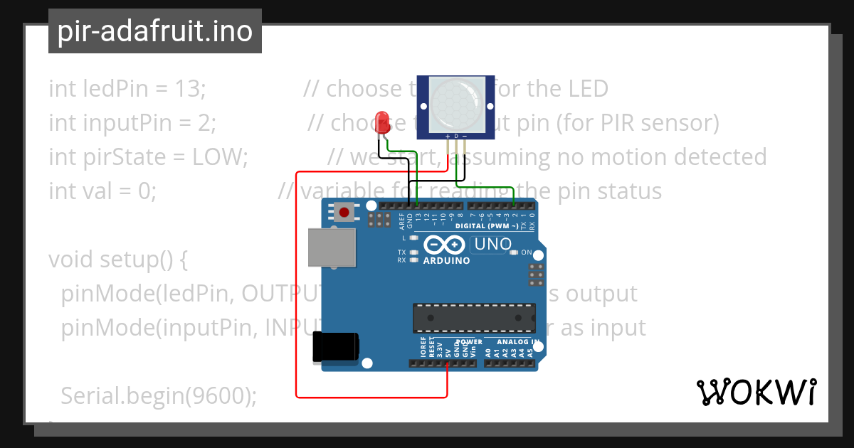 pir-adafruit.ino - Wokwi ESP32, STM32, Arduino Simulator