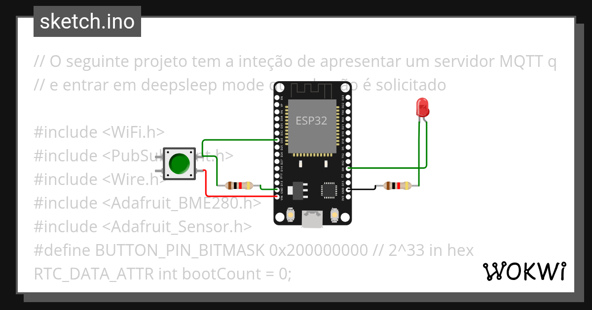 MQTT + DeepSleep - Wokwi ESP32, STM32, Arduino Simulator