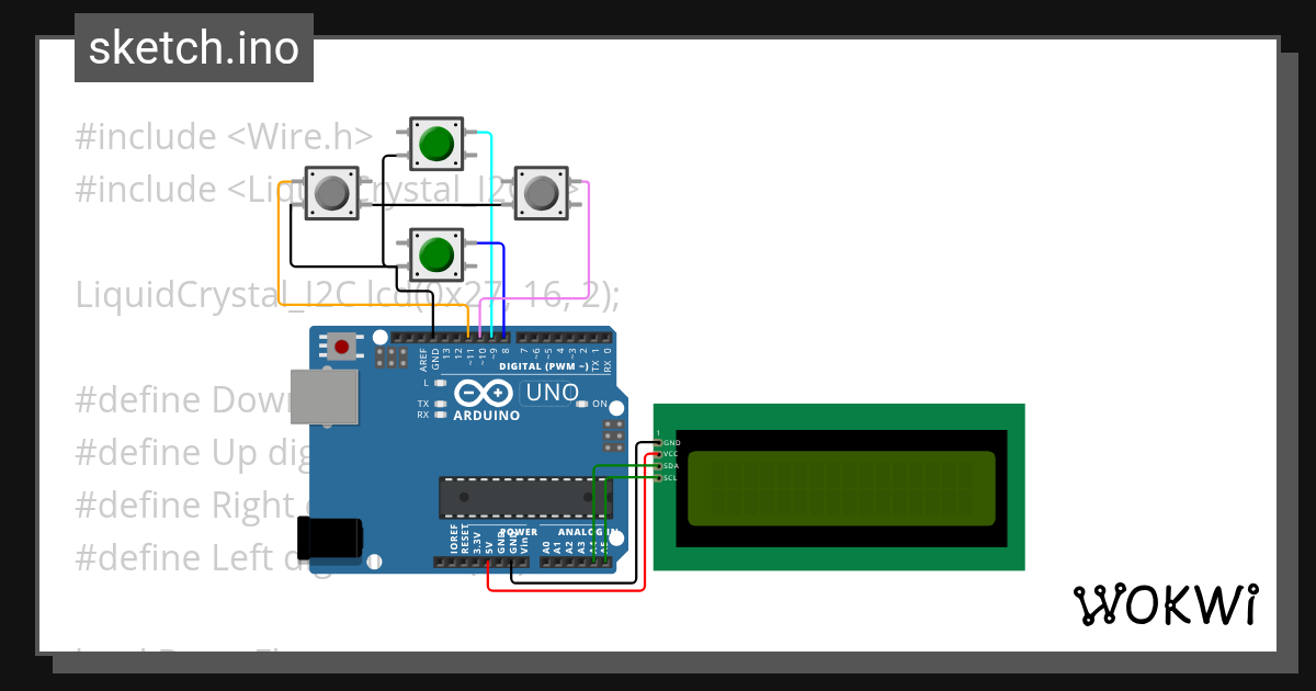 Menu_4_btns_lcd_1602 - Wokwi ESP32, STM32, Arduino Simulator