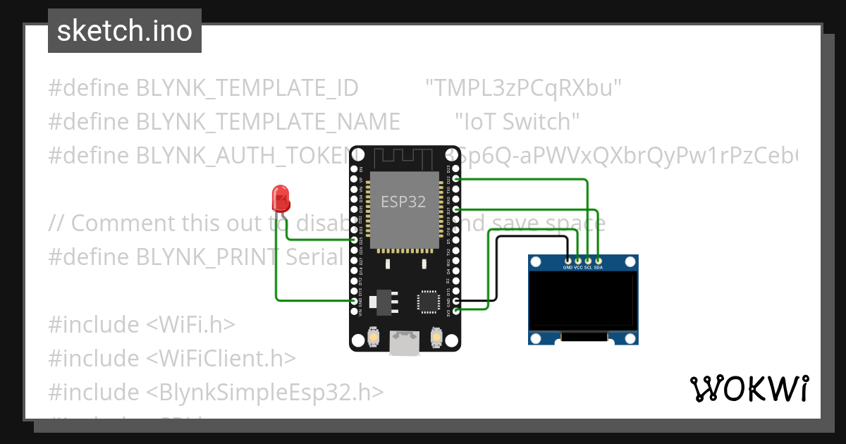 Blynk with OLED - Wokwi ESP32, STM32, Arduino Simulator