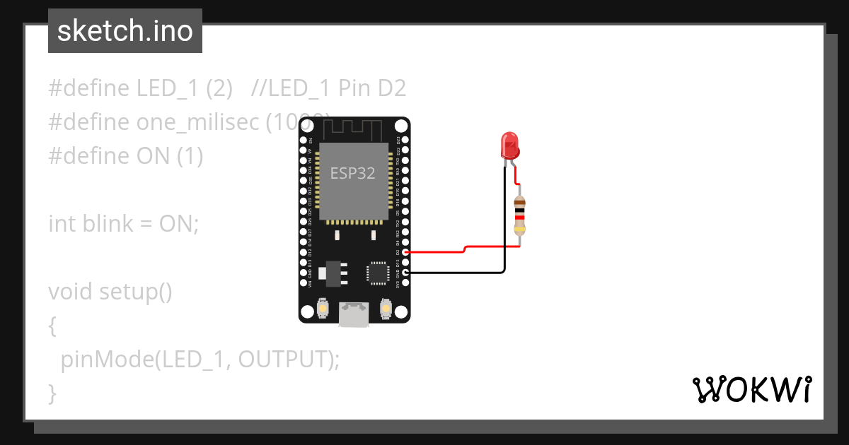 Ex1_BlinkLED - Wokwi ESP32, STM32, Arduino Simulator