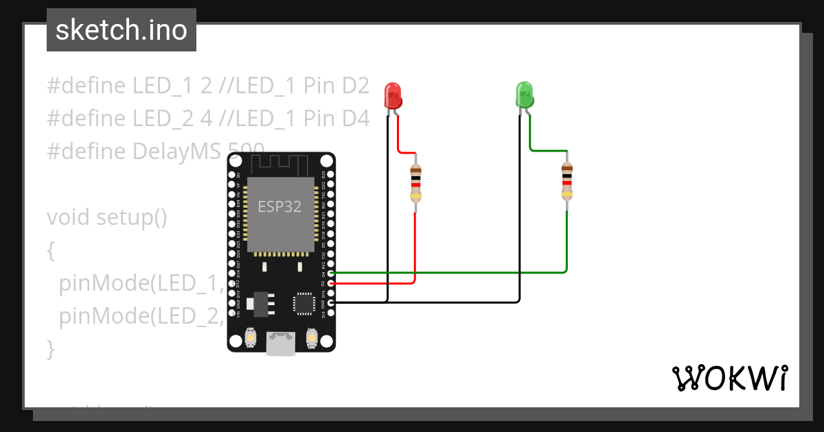 Ex.3 BlinkLEDInt - Wokwi ESP32, STM32, Arduino Simulator