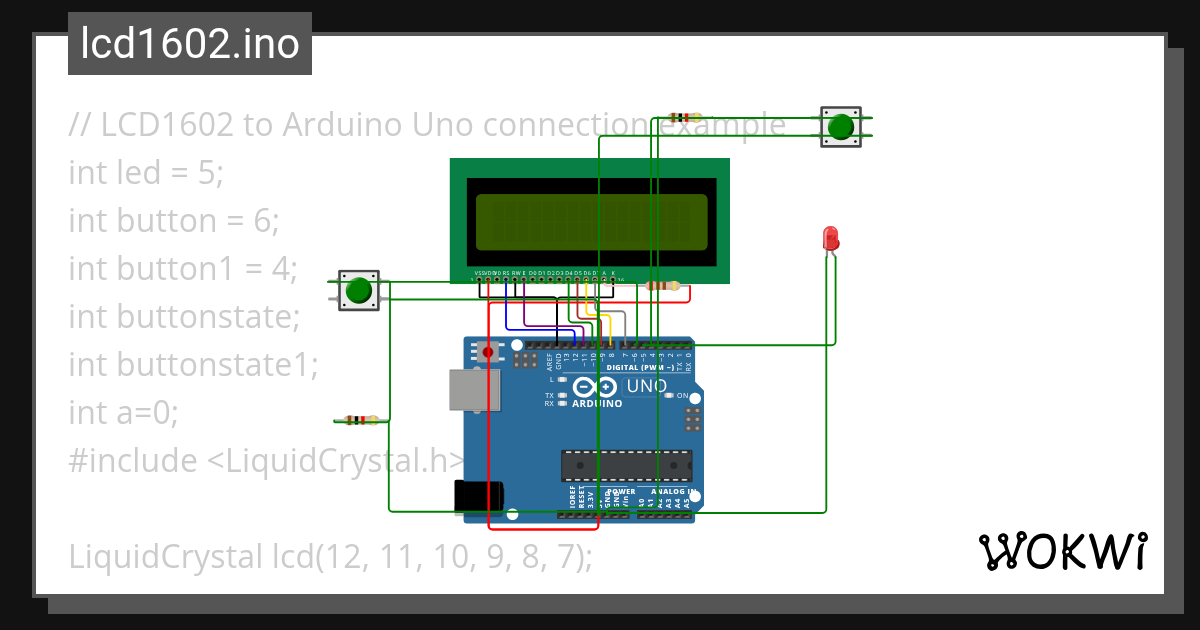 lcd1602.ino copy - Wokwi ESP32, STM32, Arduino Simulator