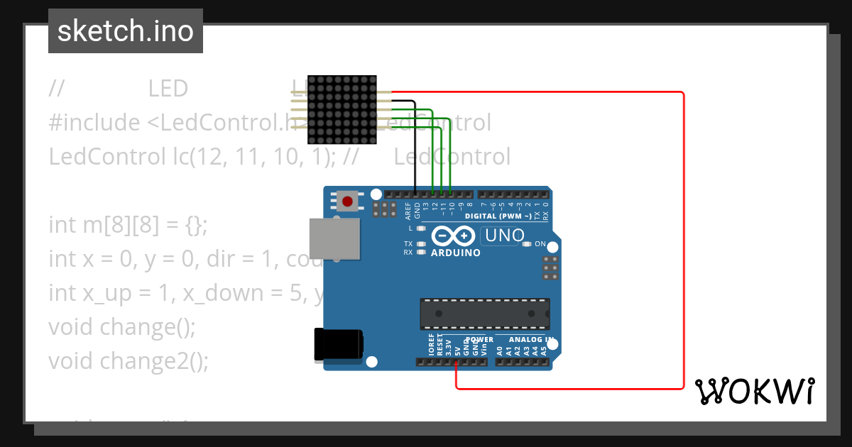 LEDMatrix - Wokwi ESP32, STM32, Arduino Simulator