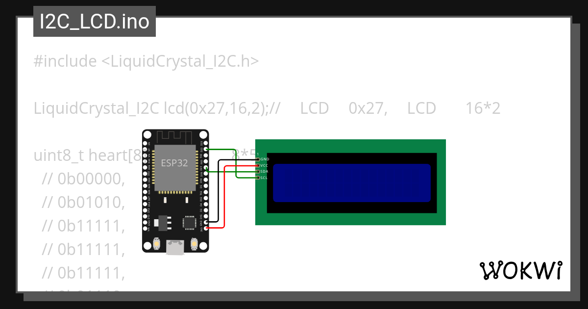 I2C_LCD.ino - Wokwi ESP32, STM32, Arduino Simulator I2C_LCD.ino - Wokwi ESP32, STM32, Arduino Simulator