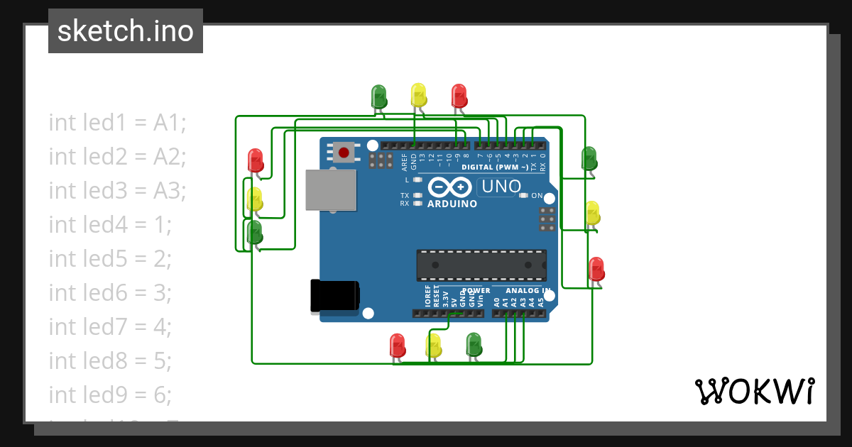2 merah 2 hijau - Wokwi ESP32, STM32, Arduino Simulator