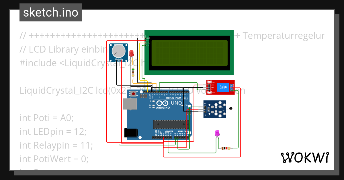 Temperaturregelung - Wokwi ESP32, STM32, Arduino Simulator