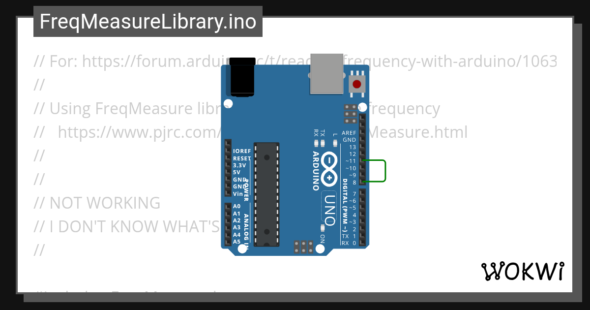 FreqMeasureLibrary.ino - Wokwi ESP32, STM32, Arduino Simulator