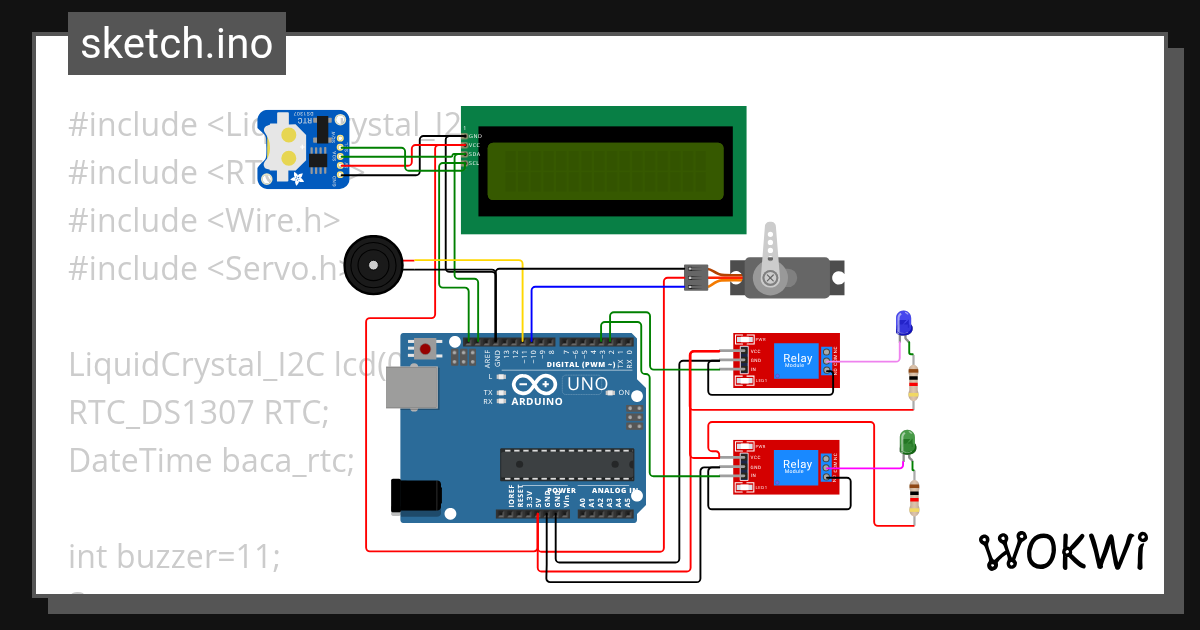 Jam Digital Alarm Servo copy - Wokwi ESP32, STM32, Arduino Simulator