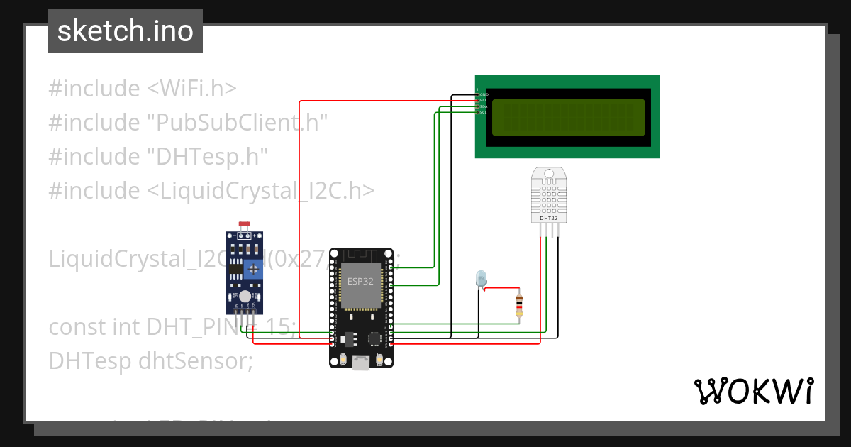 Led及溫溼度感測器 Copy Wokwi Esp32 Stm32 Arduino Simulator 