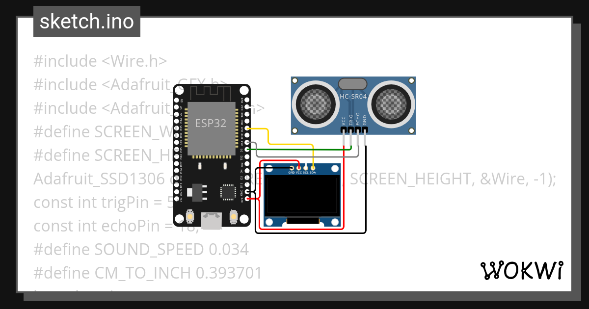 Proyek Alat Pendeteksi Jarak berbasis ESP 32 dengan Display OLED - Wokwi ESP32, STM32, Arduino ...