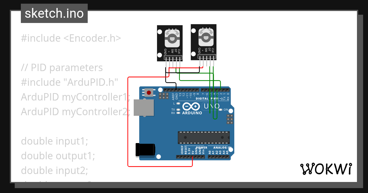 two encoders two PIDLibrary - Wokwi ESP32, STM32, Arduino Simulator
