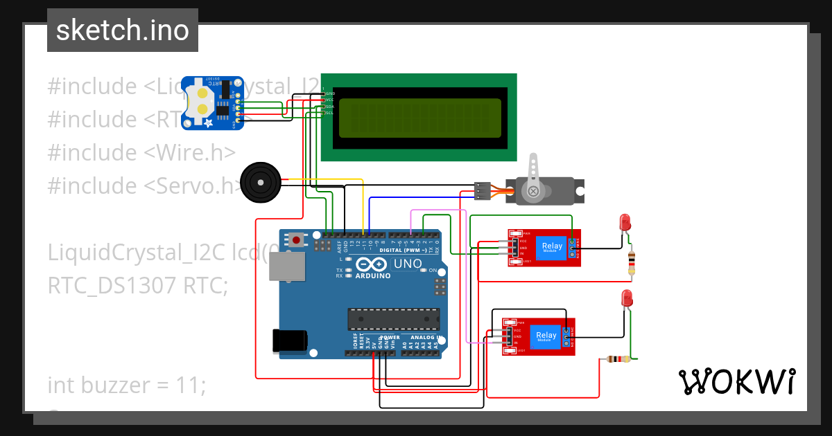 Jam Digital Alarm Servo copy - Wokwi ESP32, STM32, Arduino Simulator