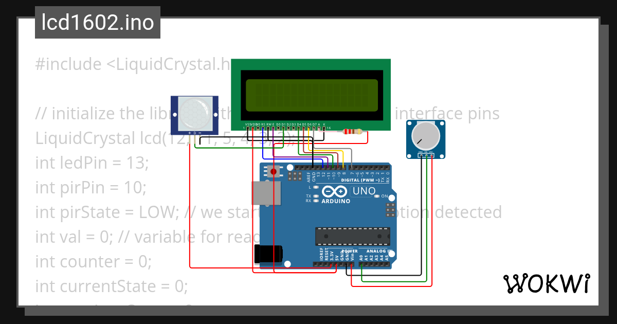 lcd1602.ino - Wokwi ESP32, STM32, Arduino Simulator