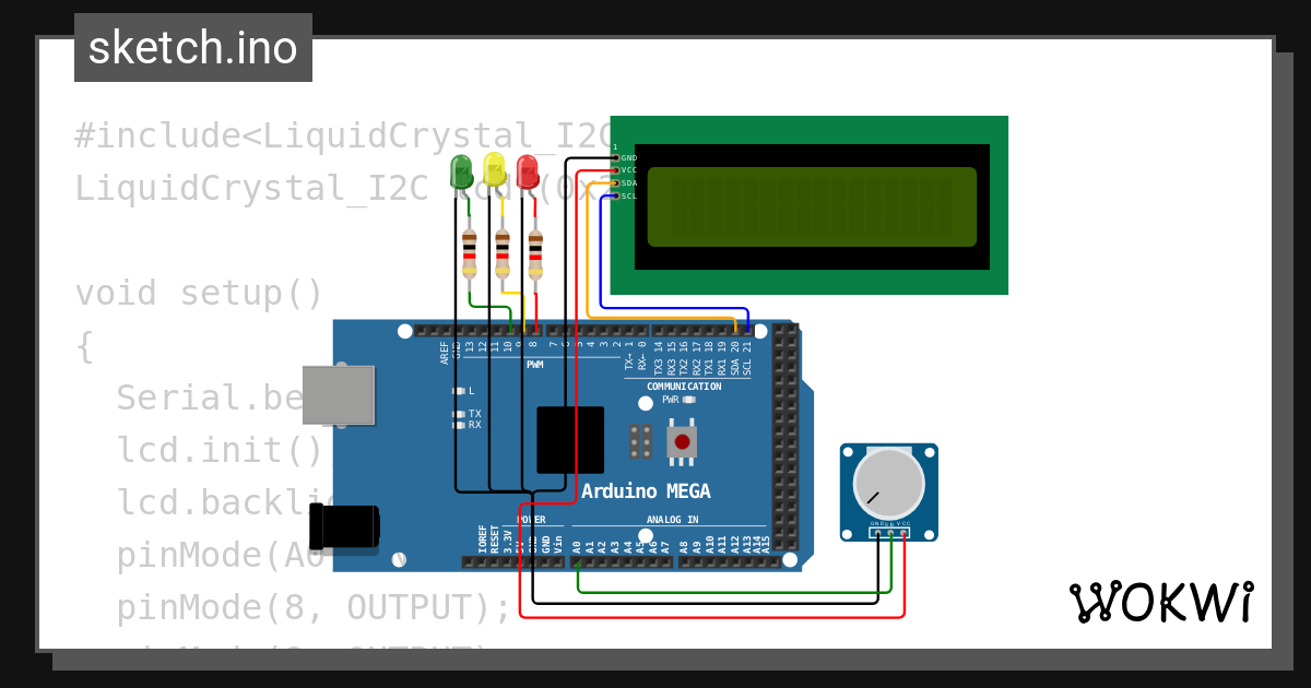 3 Led Lcd I2c Potentiometer Wokwi Esp32 Stm32 Arduino Simulator