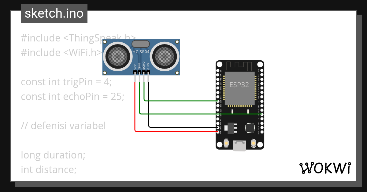 thingspeak ultrasonic led.ino - Wokwi ESP32, STM32, Arduino Simulator