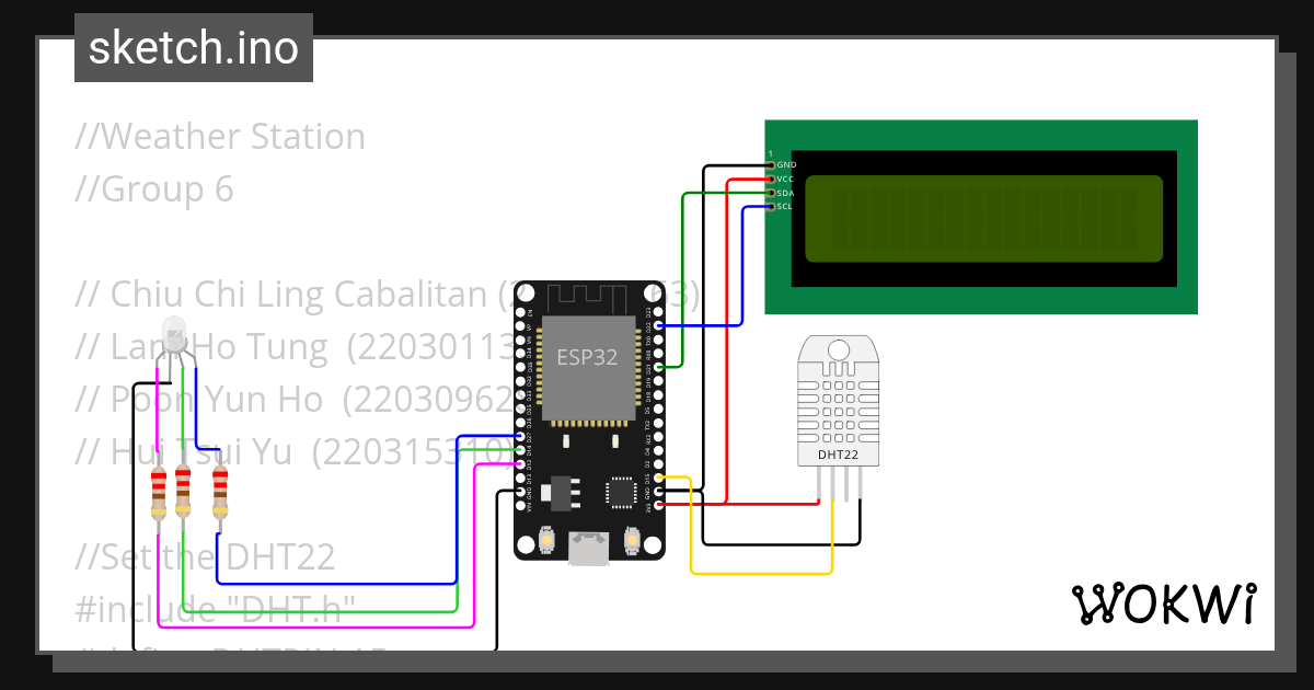 Group - weather station - Wokwi ESP32, STM32, Arduino Simulator