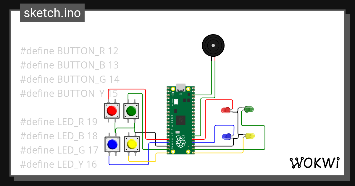 Simon Game LED - Wokwi ESP32, STM32, Arduino Simulator