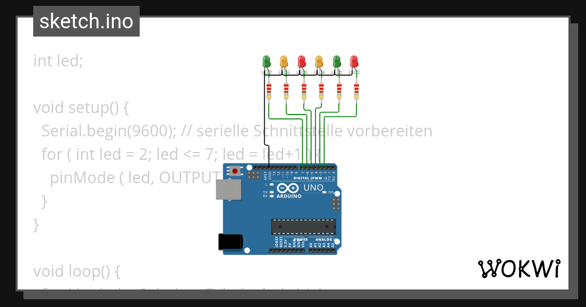 for-schleife - Wokwi ESP32, STM32, Arduino Simulator