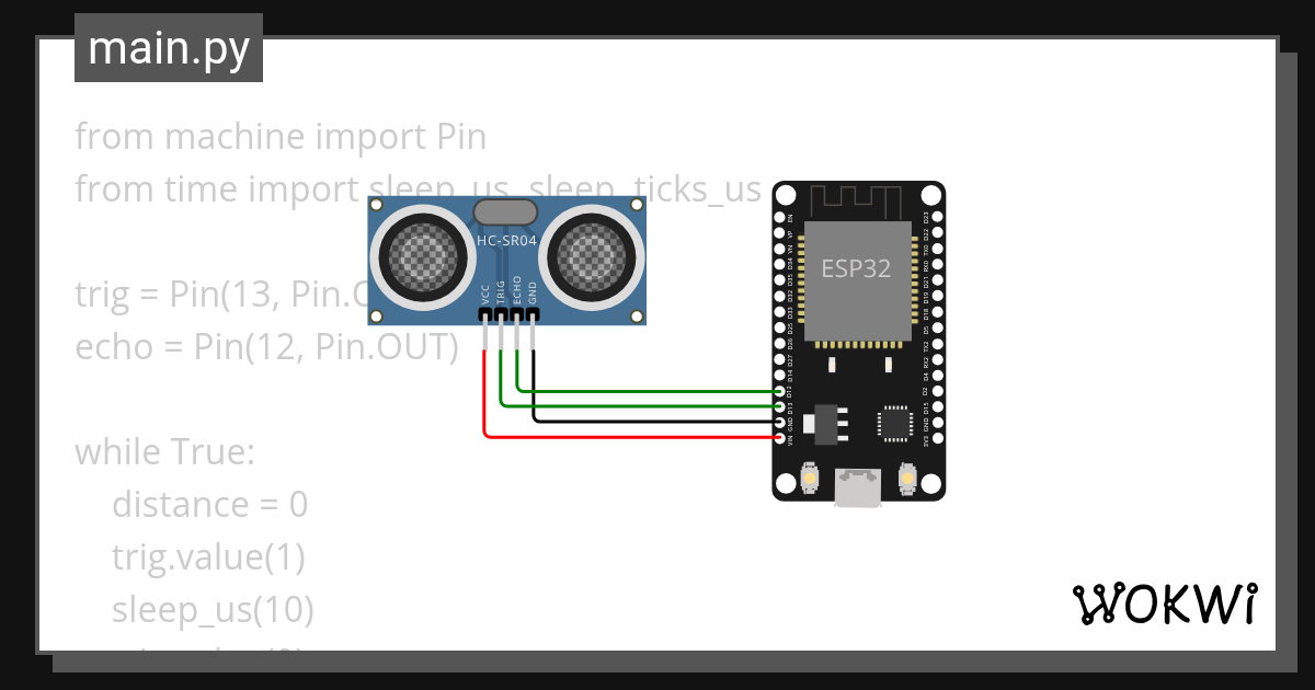 超声波传感器测距 Wokwi Esp32 Stm32 Arduino Simulator