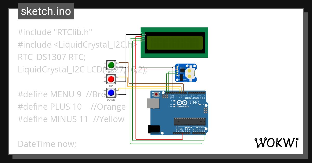 Hodiny - Wokwi ESP32, STM32, Arduino Simulator