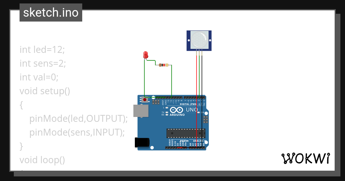 Pir Motion Sensor Wokwi Esp32 Stm32 Arduino Simulator 