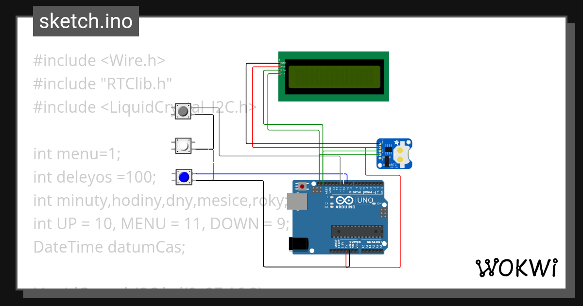 Nastavitelne hodiny - Wokwi ESP32, STM32, Arduino Simulator