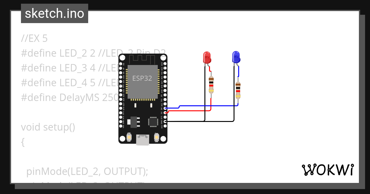 ex5 BinkLED - Wokwi ESP32, STM32, Arduino Simulator