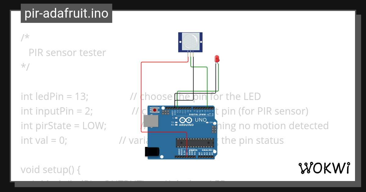 PIR SENSOR - Wokwi ESP32, STM32, Arduino Simulator