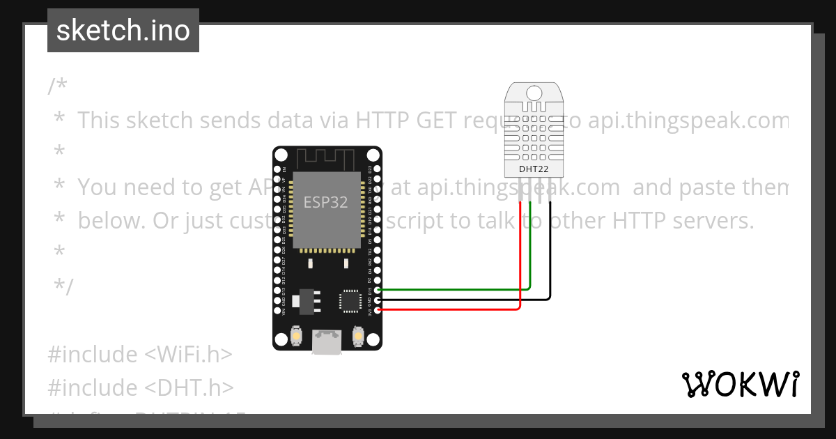thinkspeak dht - Wokwi ESP32, STM32, Arduino Simulator