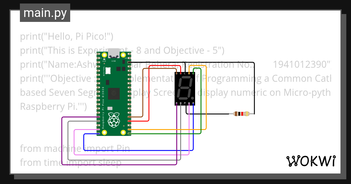 7 seg,emt LED Light - Wokwi ESP32, STM32, Arduino Simulator
