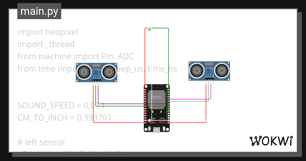 supersonic_sensor_dev_lab - Wokwi ESP32, STM32, Arduino Simulator