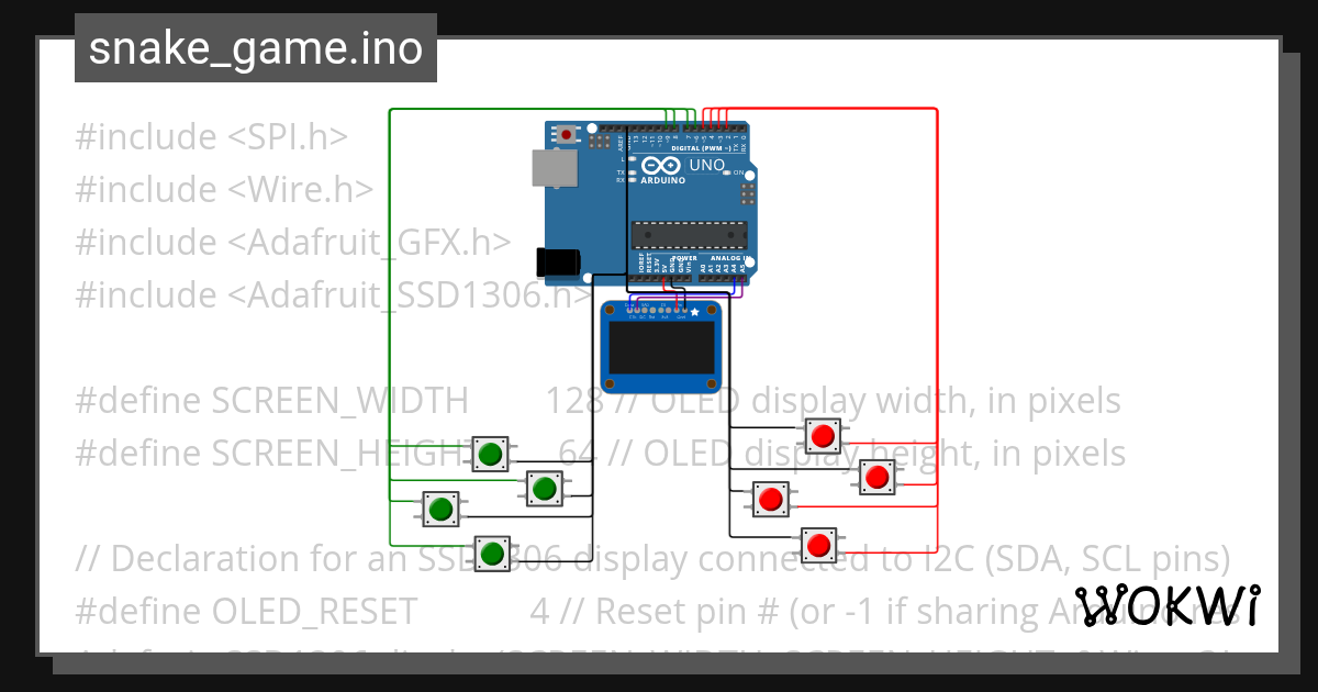 Snake game basic copy - Wokwi ESP32, STM32, Arduino Simulator