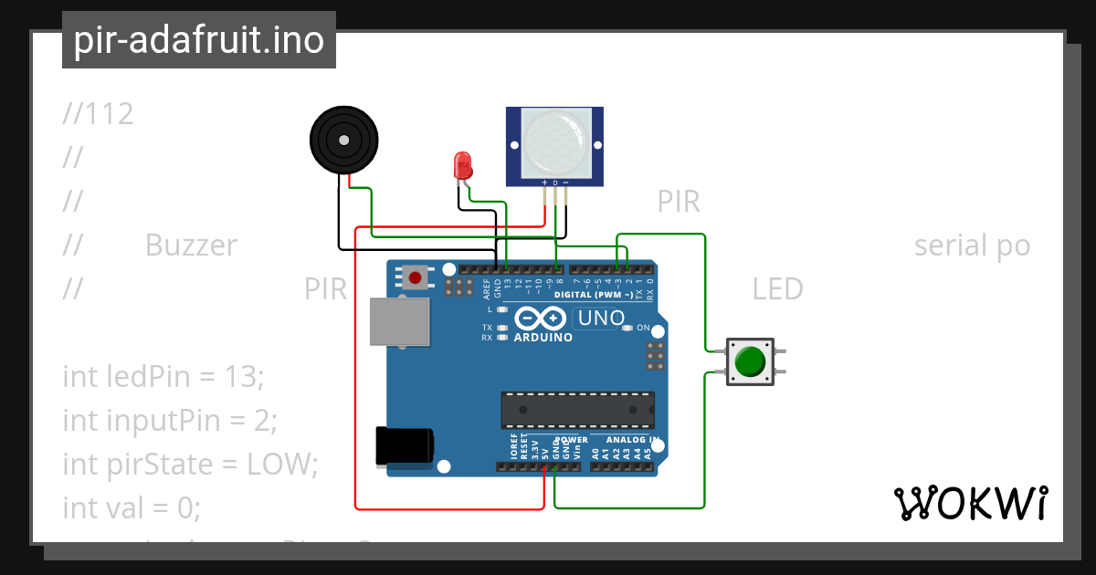 เซ็นเซอร์ PIR - Wokwi ESP32, STM32, Arduino Simulator