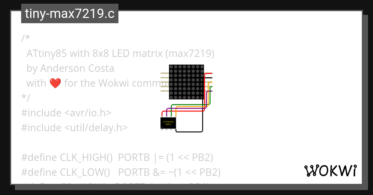 tiny-max7219 - Wokwi ESP32, STM32, Arduino Simulator