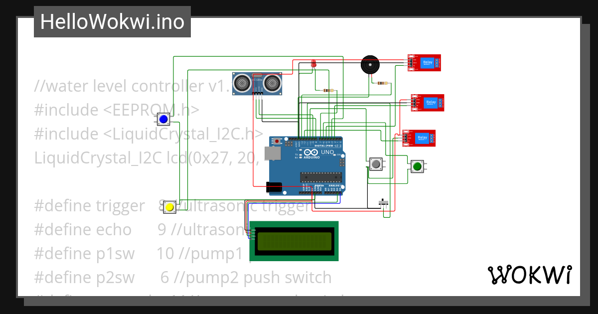 Smart Water level Controller final - Wokwi ESP32, STM32, Arduino Simulator
