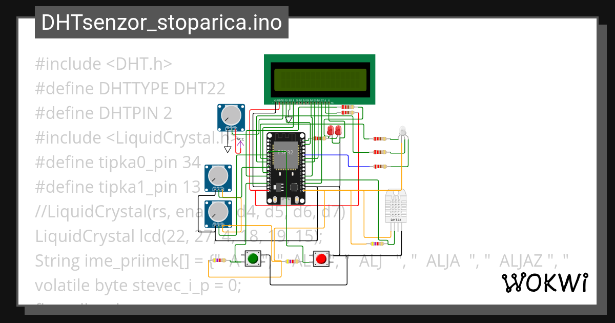 DHT senzor_stoparica - Wokwi ESP32, STM32, Arduino Simulator