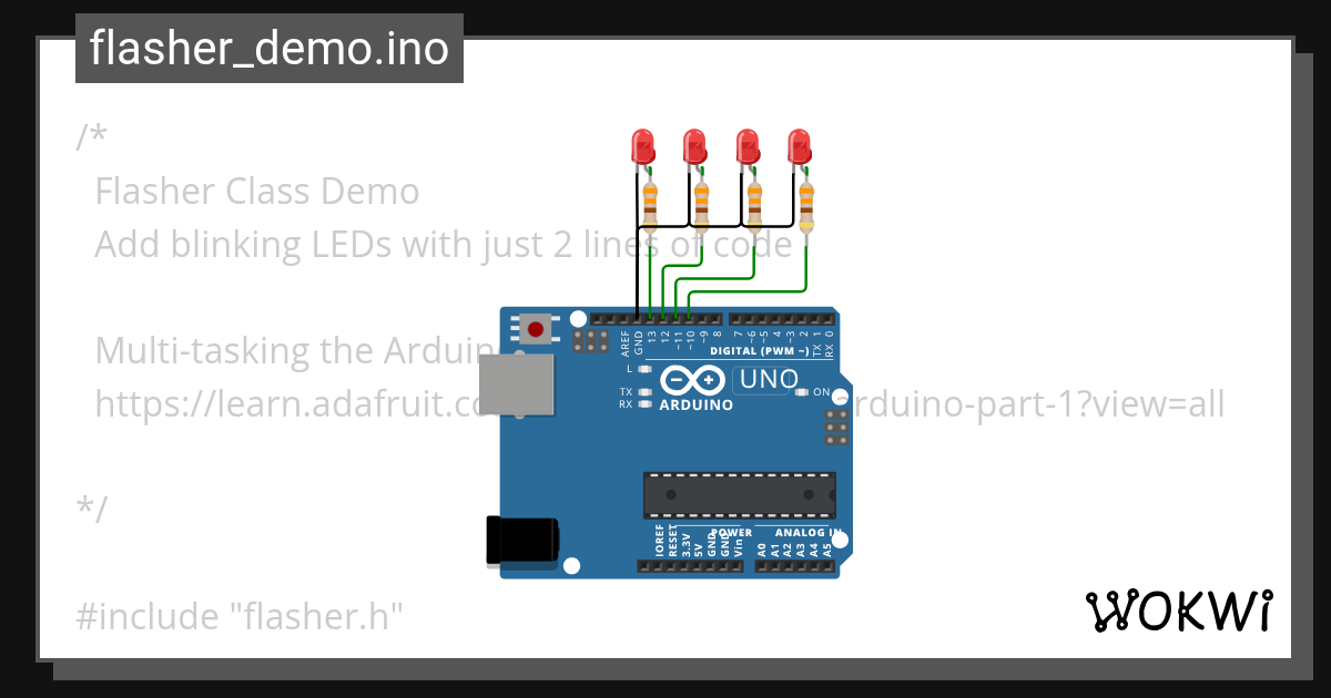 Flasher_Class_Example - Wokwi ESP32, STM32, Arduino Simulator