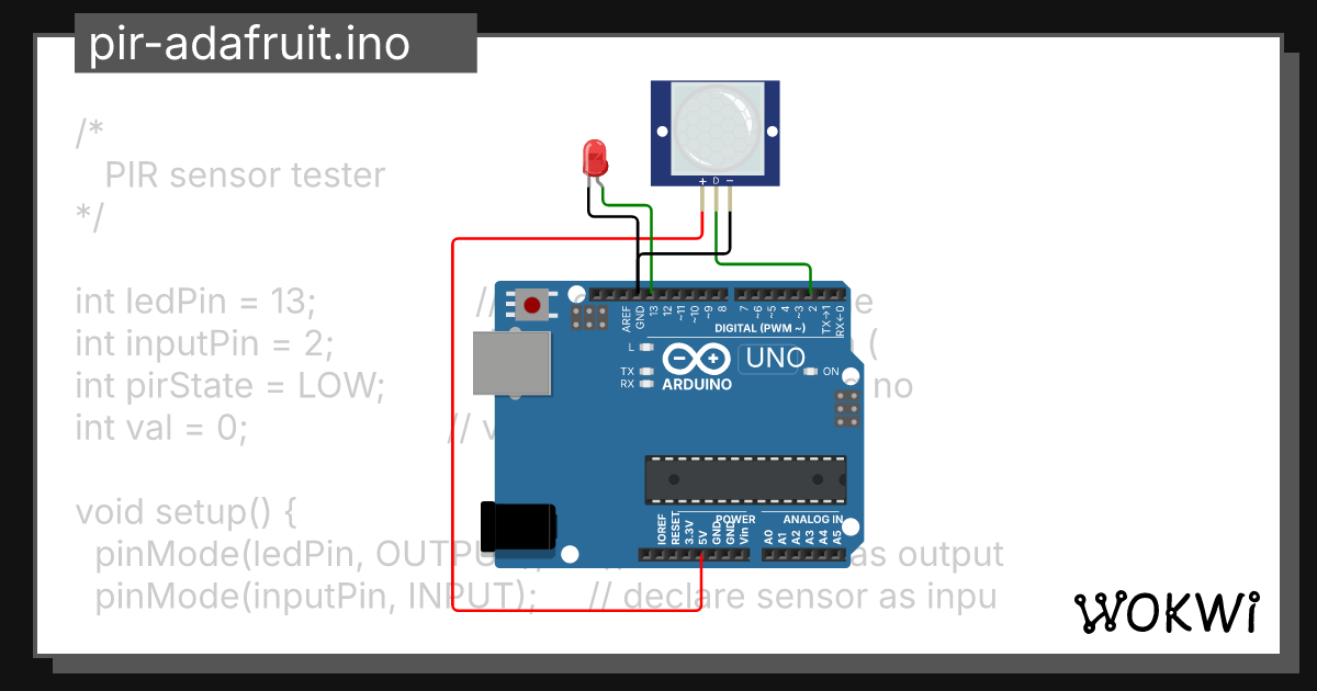 pir-adafruit.ino - Wokwi ESP32, STM32, Arduino Simulator