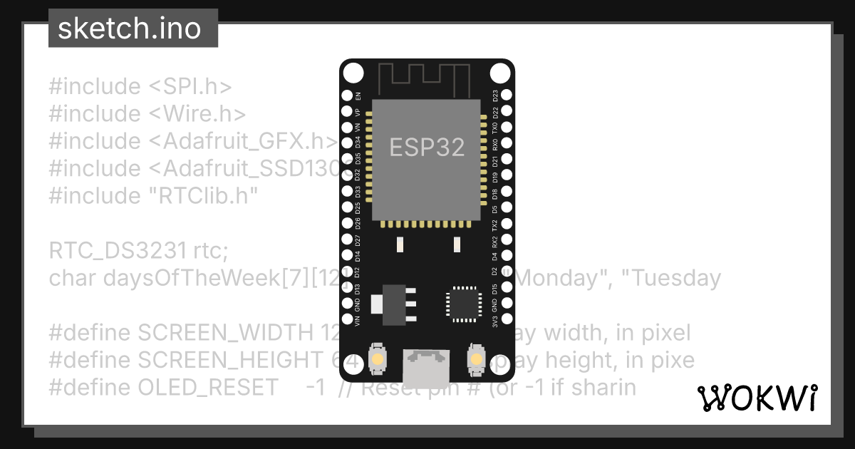 RTC+OLED - Wokwi ESP32, STM32, Arduino Simulator
