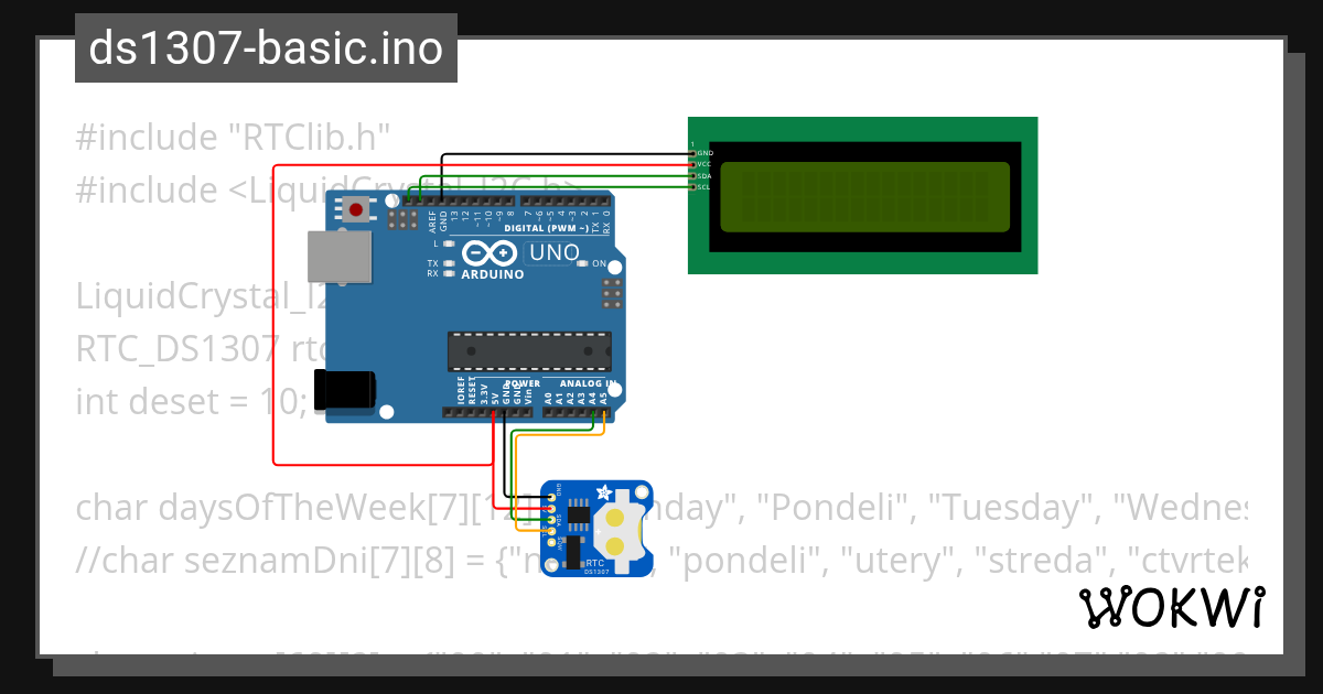 LED hodiny přesné copy - Wokwi ESP32, STM32, Arduino Simulator