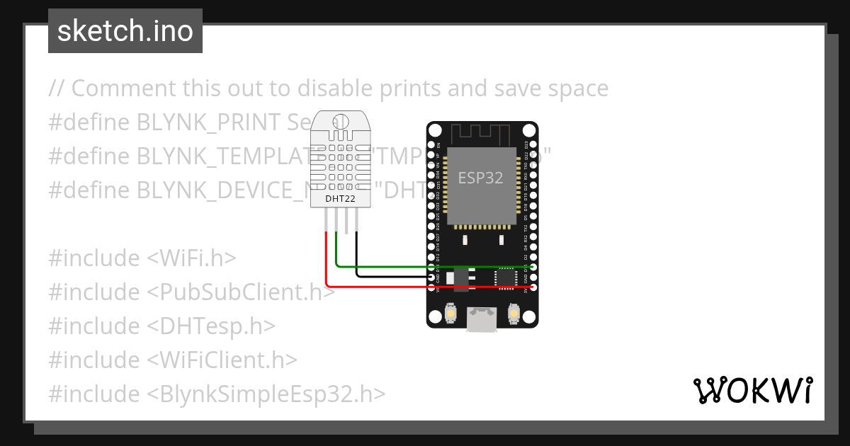 DHT MQTT - Wokwi ESP32, STM32, Arduino Simulator