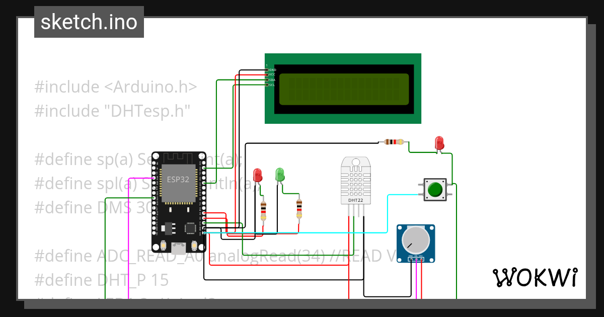 EX10_CONTROLLLL TASK LED DHT322 LCD - Wokwi ESP32, STM32, Arduino Simulator