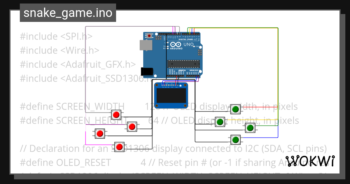 Snake game basic copy - Wokwi ESP32, STM32, Arduino Simulator